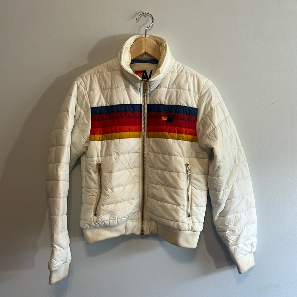 Aviator Nation Puffer Jacket - White - Gem